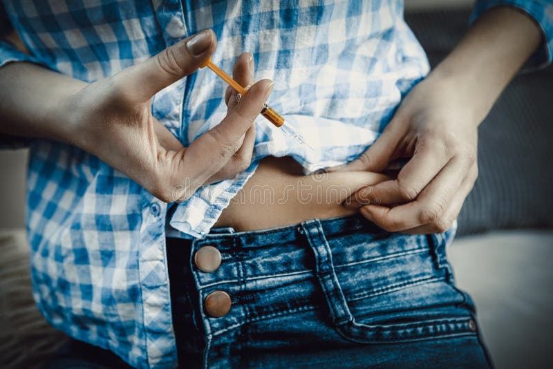 Injection in belly. stock image. Image of hypoglycemia - 92089629