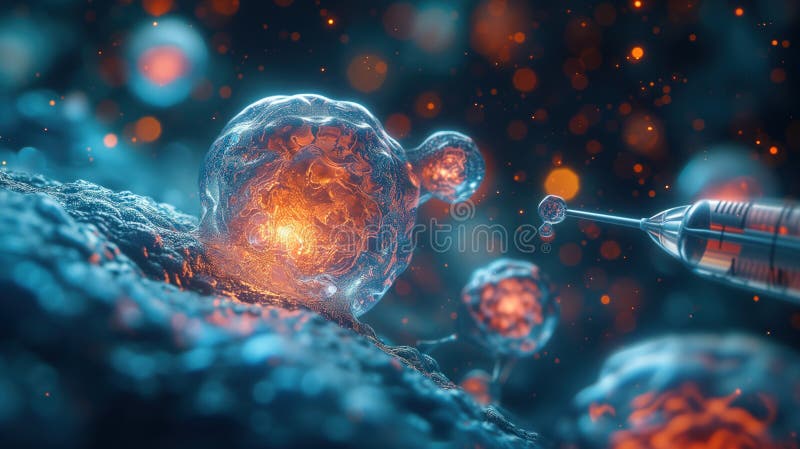 Injection into cell macro stock illustration. Illustration of cell ...