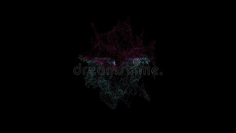 Injection of Fluorescent Ink in Water. 3d Render of Glow Particles in ...