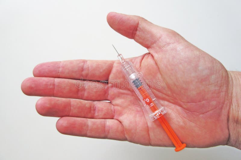 Injection on hand stock image. Image of drugs, hand, needle - 93780219