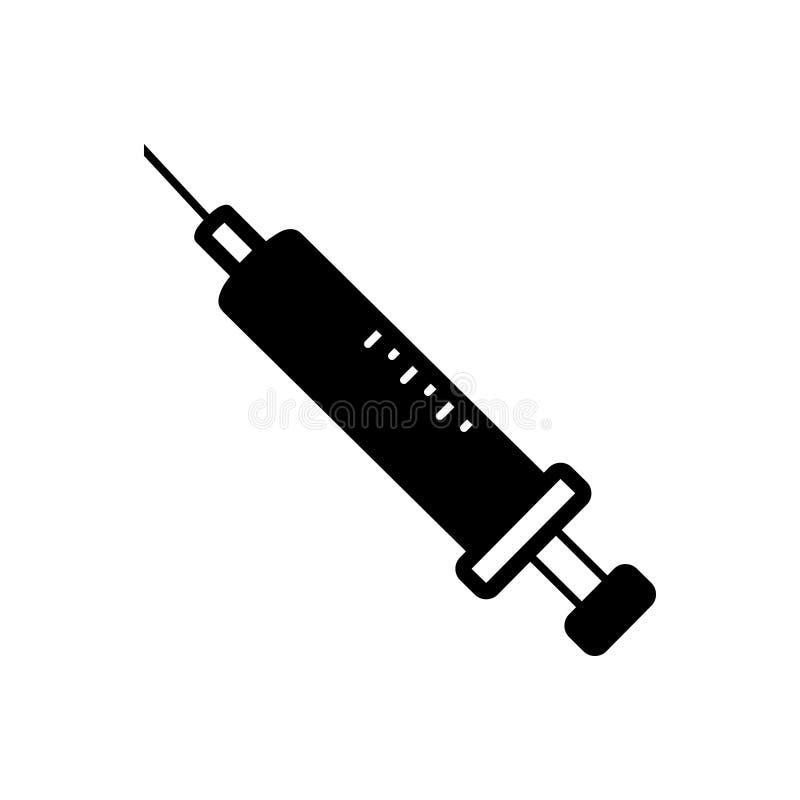 Black Solid Icon for Injection, Needle and Syringe Stock Vector ...