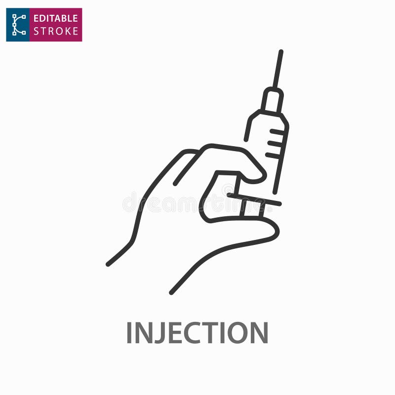 Injection Line Icon on White Background. Editable Stroke. Stock Vector ...