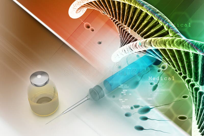 Injection Medicine and Syringe with Sperm and Dna Stock Photo - Image ...