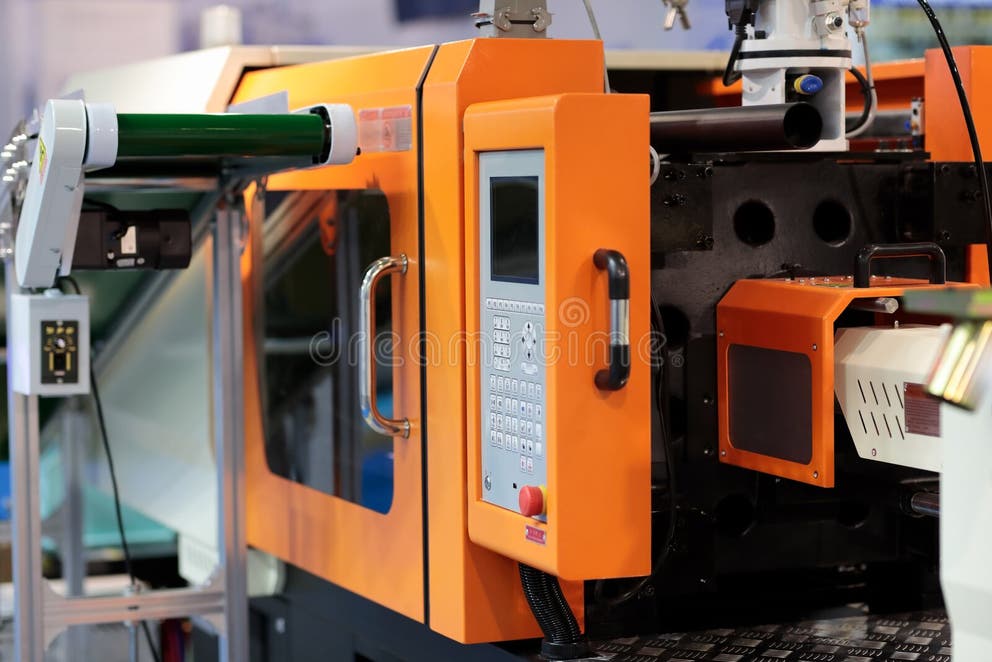 Injection Molding Machine and Conveyor Belt Stock Image - Image of ...