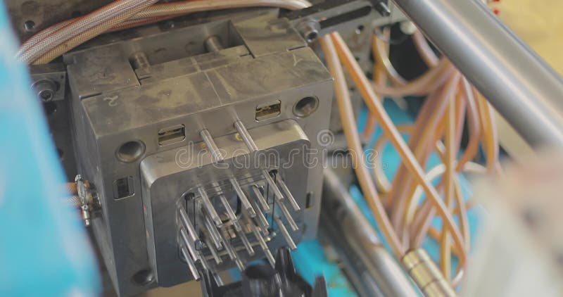 Injection Molding Thermoplastic Machine. the Process of Creating a ...