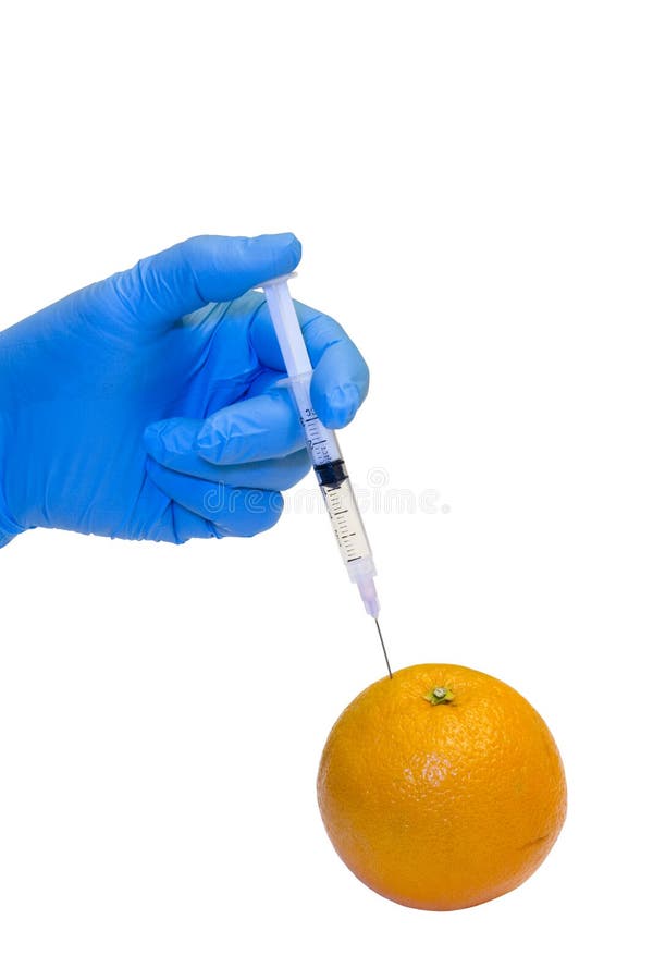 Injection Practice on an Orange Stock Image - Image of concept, hand ...