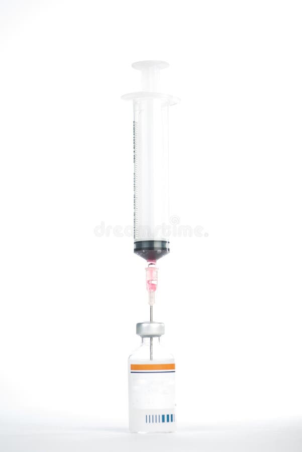 Injection Preparation with Vial and Syringe on White Stock Photo ...