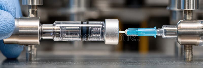 Injection Process Showing Close-Up of Syringe and Empty Upper Zone for ...