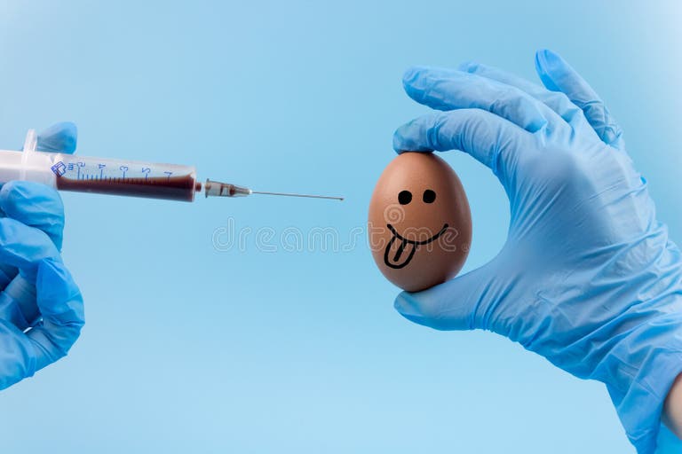 Injection with a Syringe into the Egg Stock Image - Image of food ...