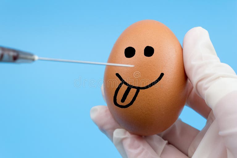 Injection with a Syringe into the Egg Stock Image - Image of ...