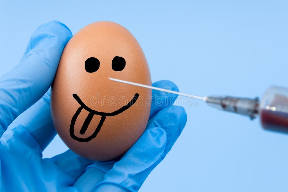 Injection with a Syringe into the Egg Stock Image - Image of ...
