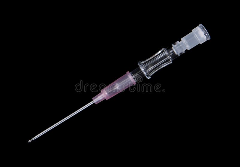 Injection Needle with Syringe Casing Horizontal Isolated on Black ...