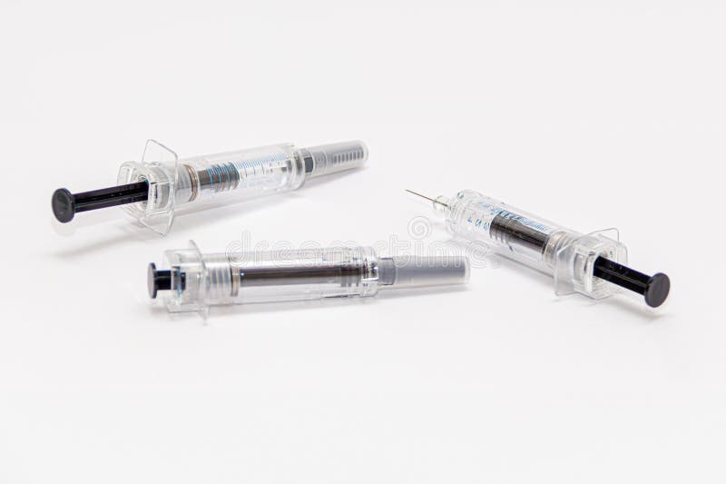 Injection Syringes on a White Background Stock Image - Image of illness ...