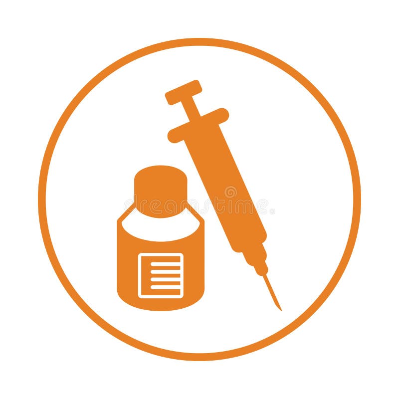 Injection, Vaccination, Vaccine Icon. Orange Color Vector EPS Stock ...
