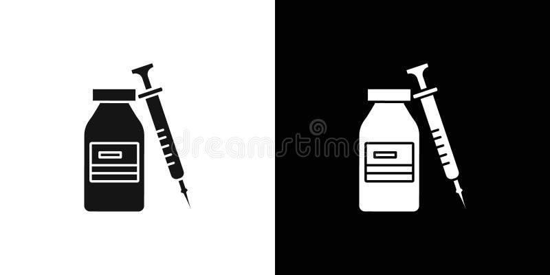 Injection Vial Icon Flat Vector Set Outline Stock Vector - Illustration ...