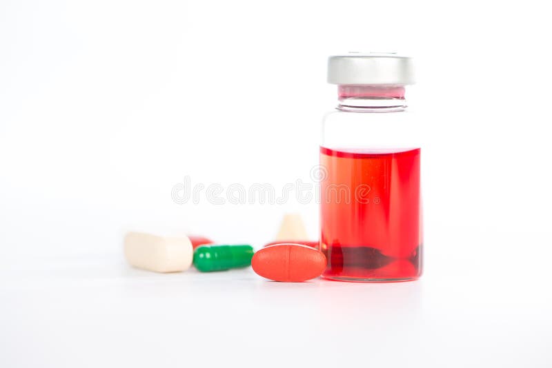 Injection Vial and Medicine Tablet Stock Photo - Image of group ...