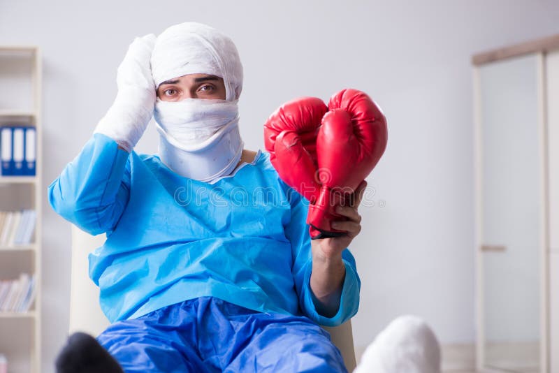 The Injured Boxer Recovering in Hospital Stock Image - Image of ...