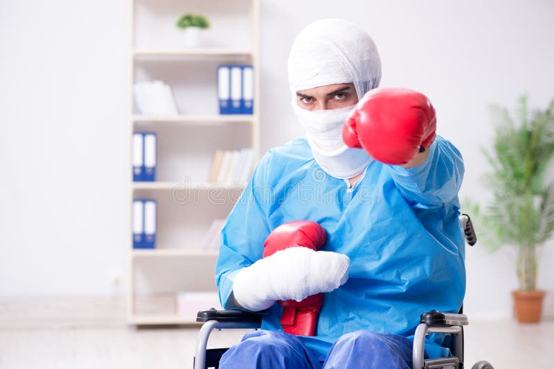 The Injured Boxer Recovering in Hospital Stock Photo - Image of hand ...