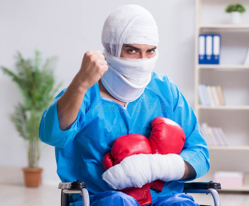 Injured Boxer Recovering in Hospital Stock Image - Image of fist ...