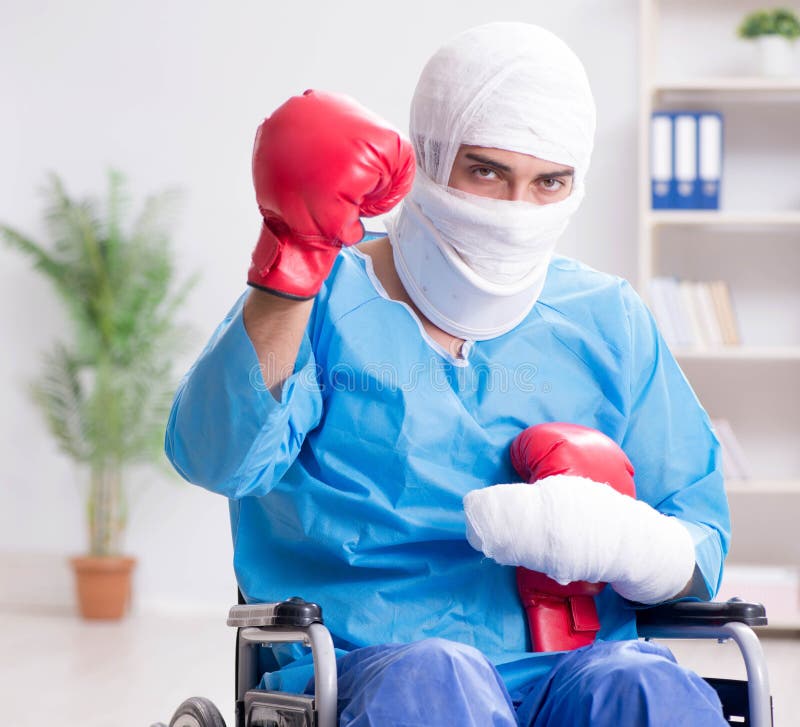 Injured Boxer Recovering in Hospital Stock Image - Image of champion ...