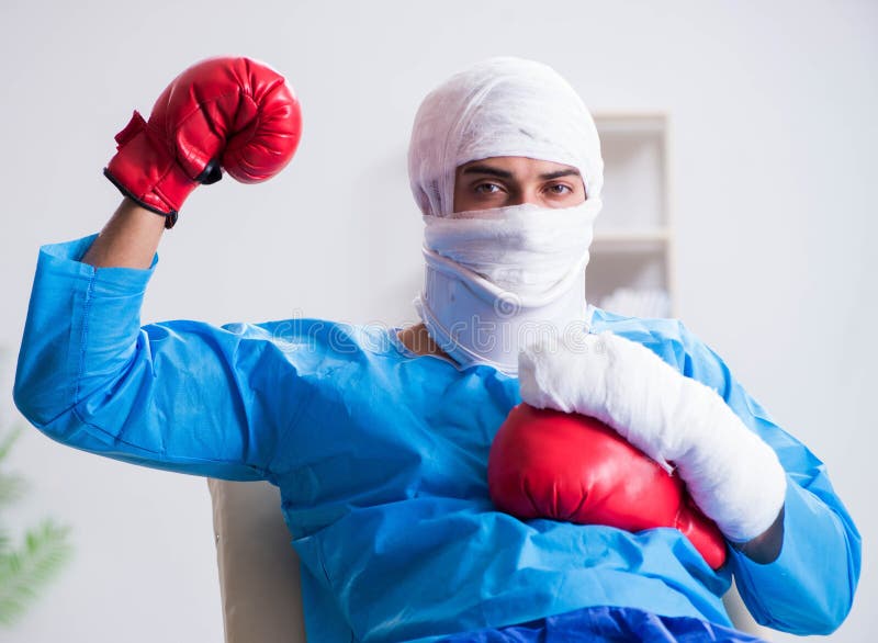 Injured Boxer Recovering in Hospital Stock Image - Image of fracture ...
