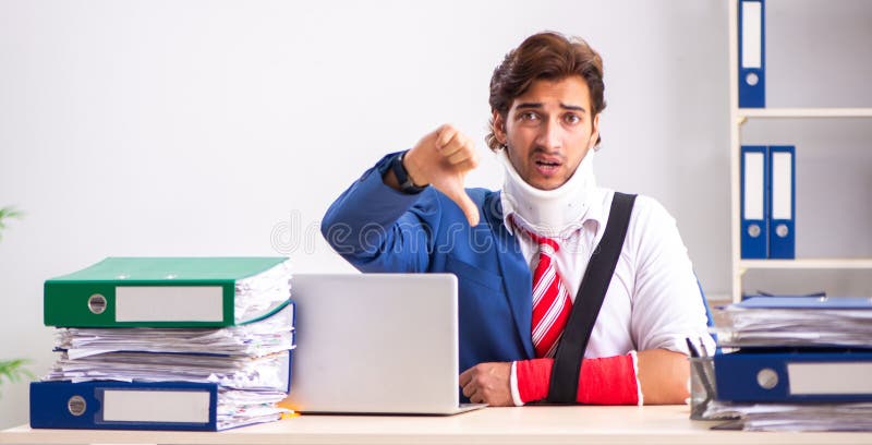 Injured Employee Working in the Office Stock Photo - Image of manager ...