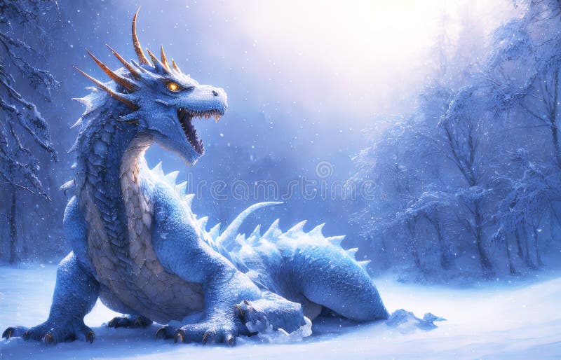 Injured Frost Dragon. AI Generate Stock Illustration - Illustration of ...