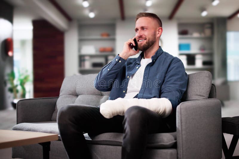 Injured Man after Accident with Broken Arm Stock Image - Image of ...