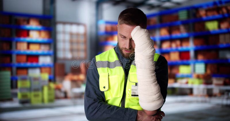 Injured Man with Broken Arm Stock Photo - Image of warehouse, industry ...