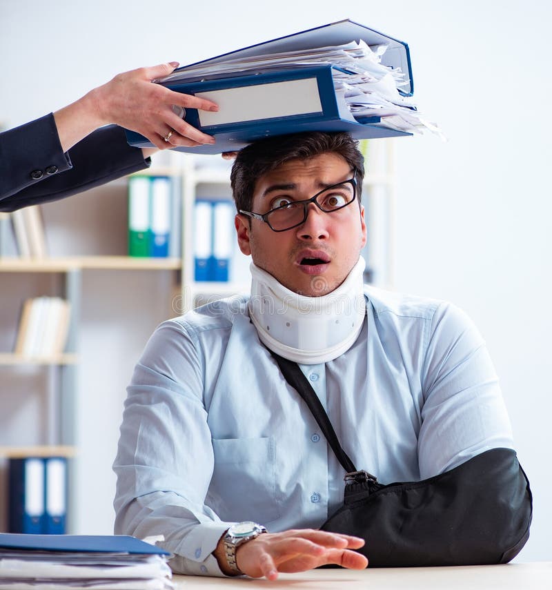 Injured Man Getting More Work from His Boss Stock Photo - Image of ...