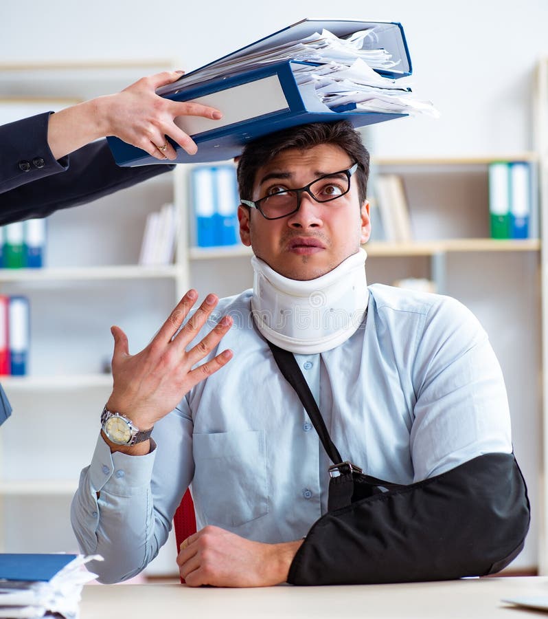 Injured Man Getting More Work from His Boss Stock Photo - Image of ...