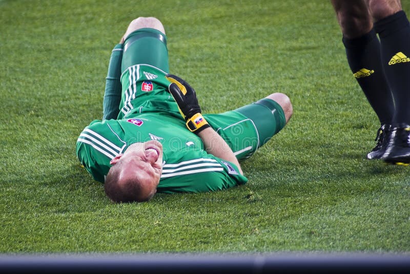Injured Slovakian Goalkeeper Editorial Image - Image of goaltender ...