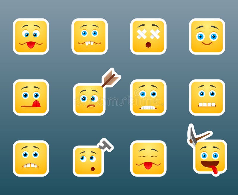 Injured smile stickers stock vector. Illustration of stickers - 66833419