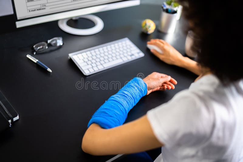 Injured Worker Compensation. Broken Arm African Woman Stock Image ...