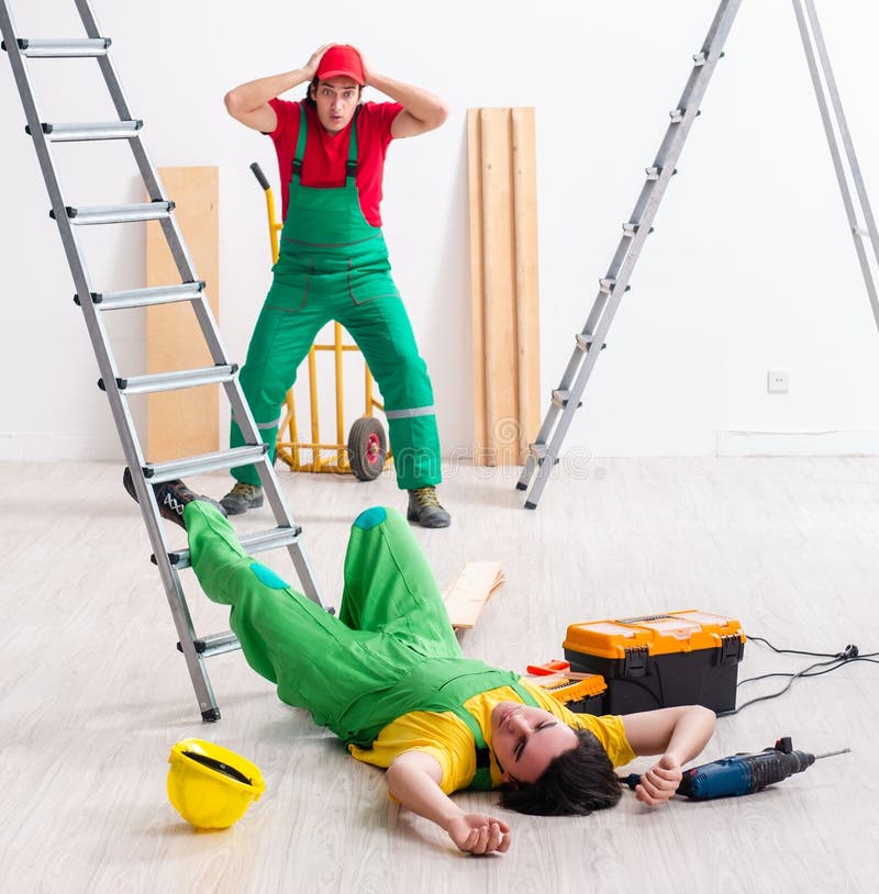 Injured Worker and His Workmate Stock Photo - Image of insurance ...