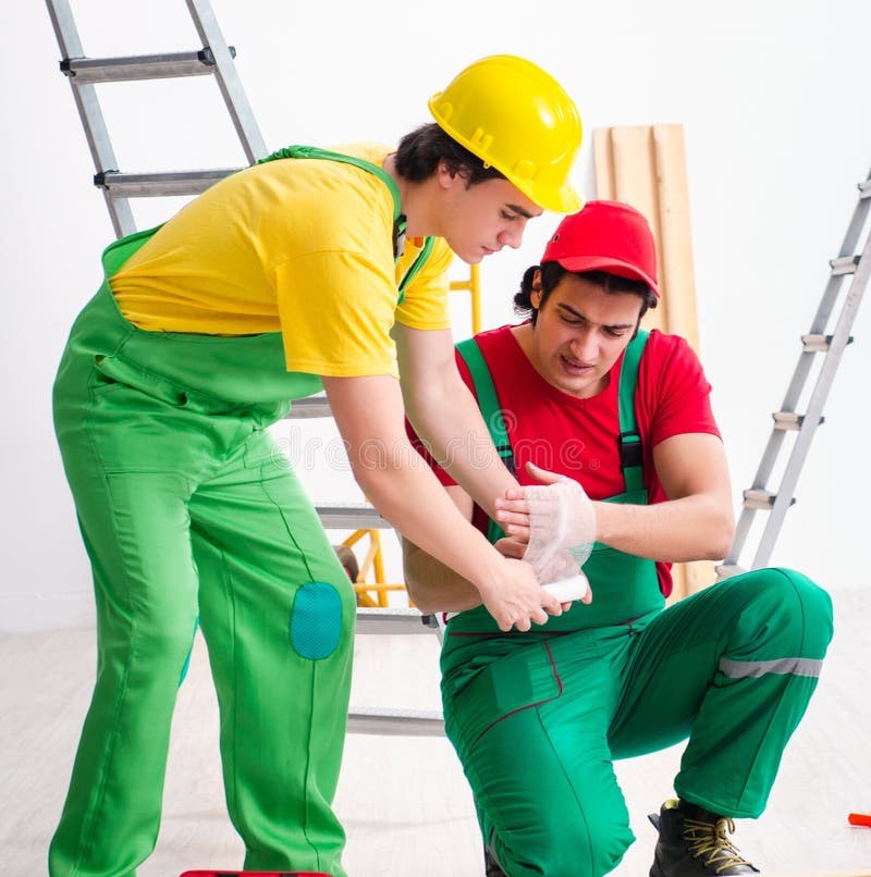 Injured Worker and His Workmate Stock Image - Image of physical ...