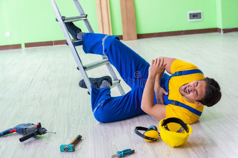 The Injured Worker at the Work Site Stock Photo - Image of industrial ...