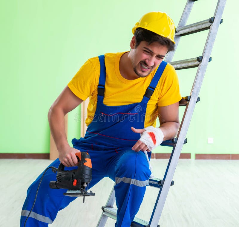 Injured Worker at the Work Site Stock Image - Image of damage, hand ...
