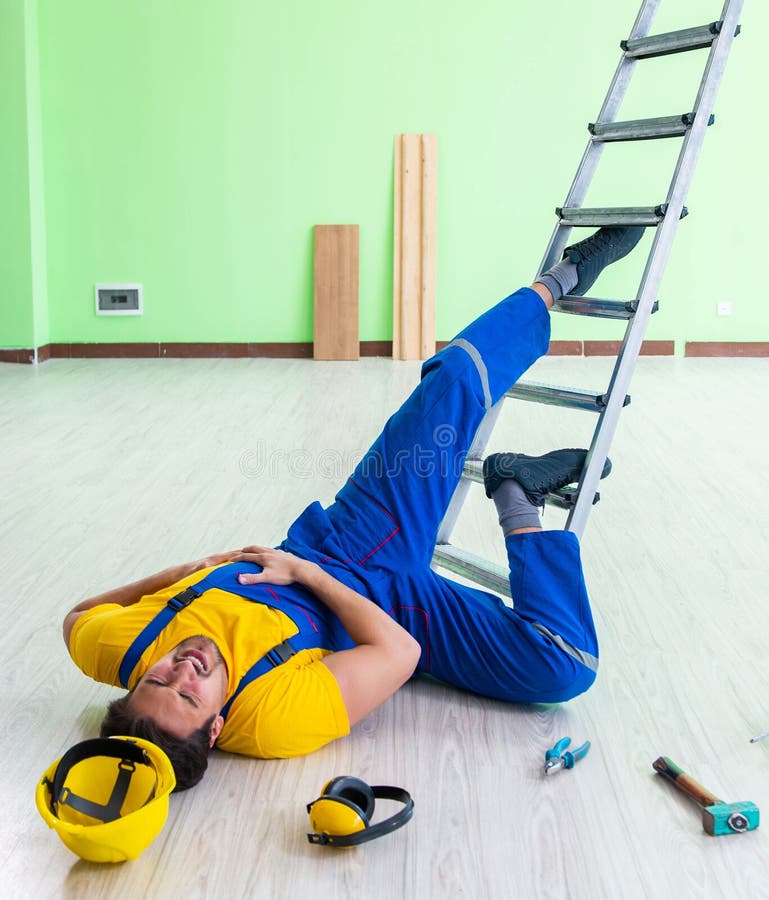 Injured Worker at the Work Site Stock Image - Image of hurt, helmet ...