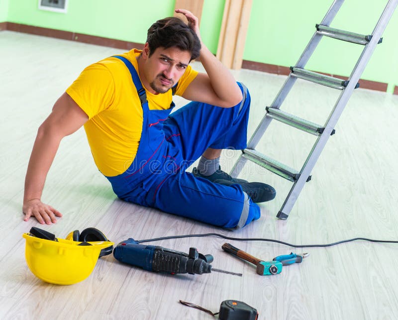 Injured Worker at the Work Site Stock Image - Image of hazard, injury ...