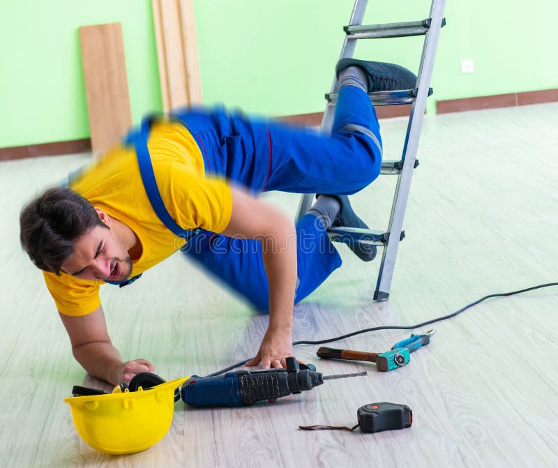 Injured Worker at the Work Site Stock Image - Image of builder ...