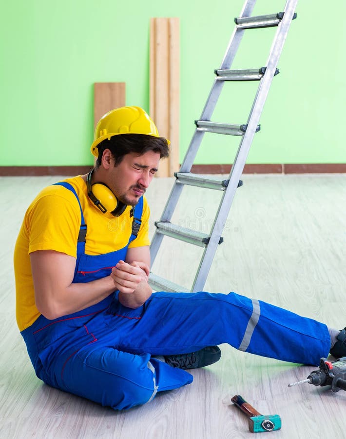 Injured Worker at the Work Site Stock Image - Image of office ...