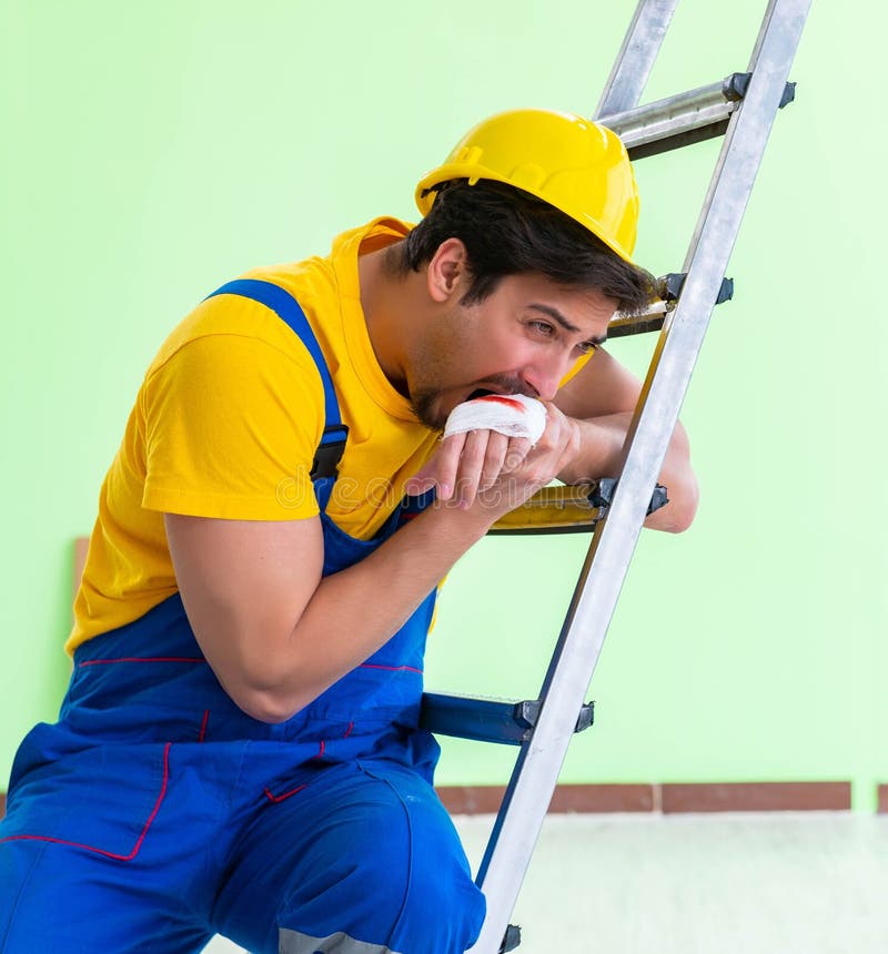 Injured Worker at the Work Site Stock Image - Image of protection ...