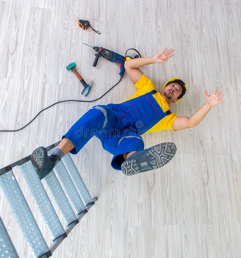 Injured Worker At The Work Site Stock Image - Image of hardhat, injury ...