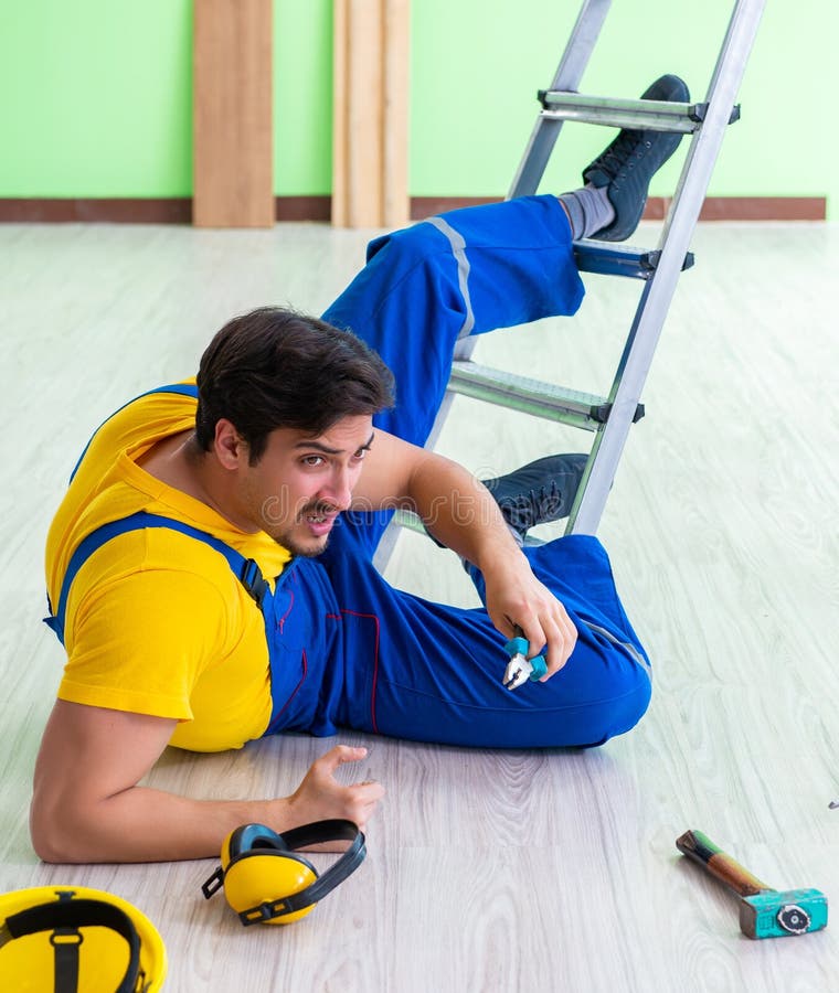 Injured Worker at the Work Site Stock Image - Image of dangerous ...