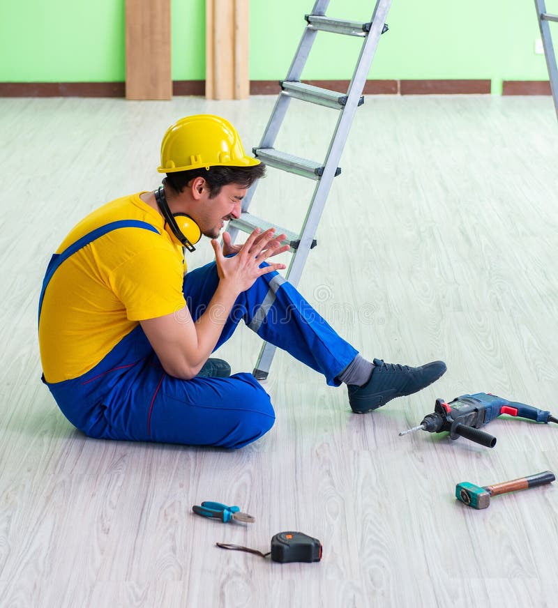 Injured Worker at the Work Site Stock Photo - Image of industrial ...