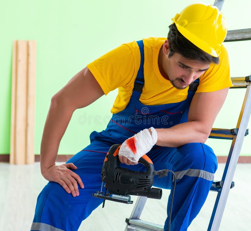 Injured Worker at the Work Site Stock Image - Image of protective, pain ...