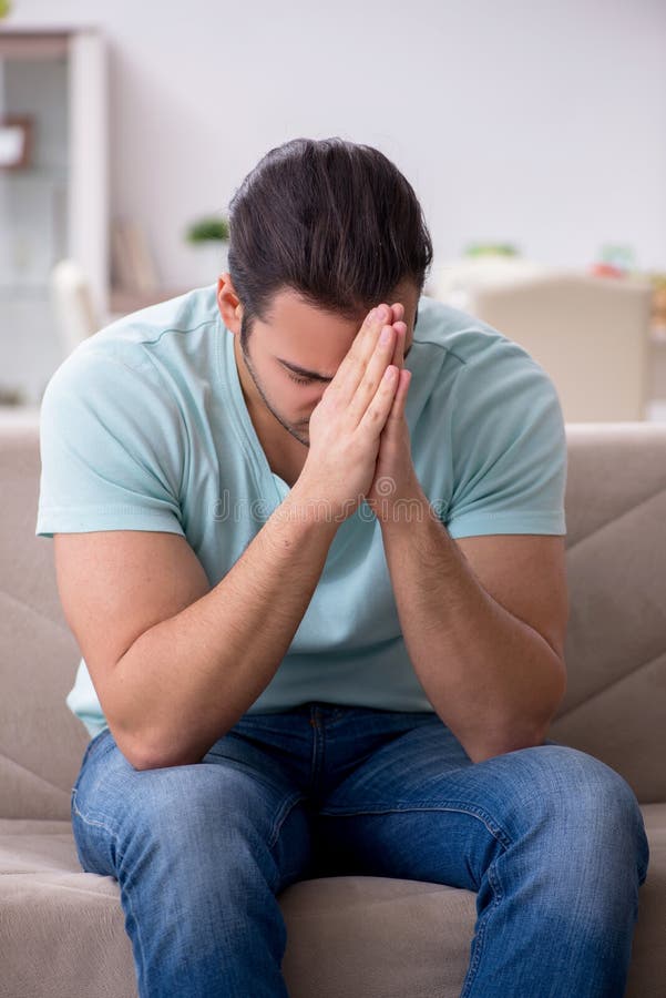 Injured Young Man Suffering at Home Stock Image - Image of rehab ...