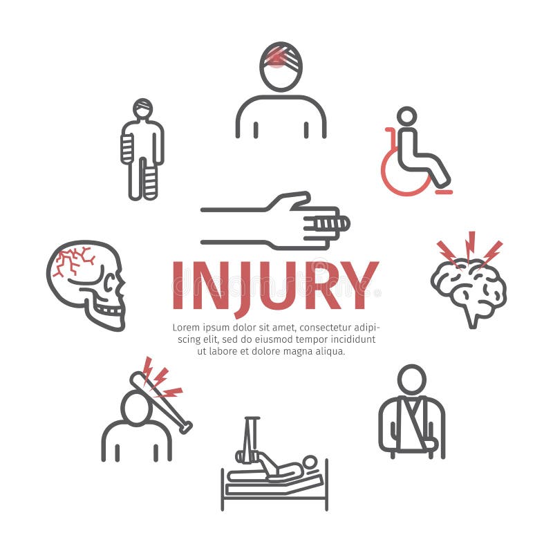 Injury Banner. Infographic. Vector Signs for Web Graphics. Stock Vector ...