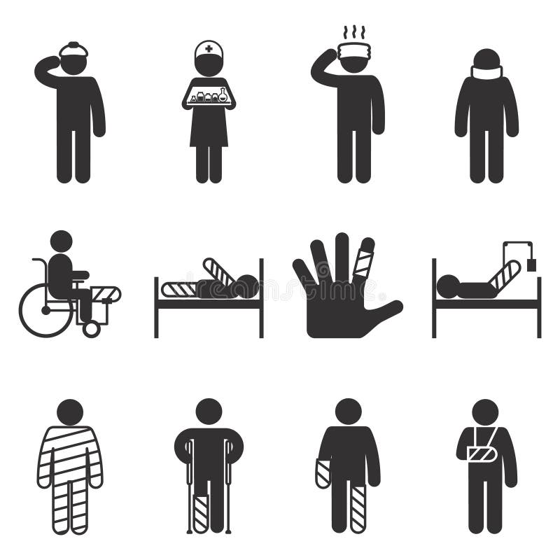 Injury Icons. Trauma and Sickness Stock Vector - Illustration of injury ...